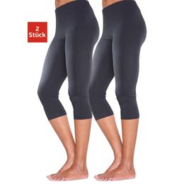 Caprileggings Vivance ACTIVE, Damen, Gr. 56/58, N-Gr, schwarz (2x schwarz), Single Jersey, Obermaterial: 95% Baumwolle, 5% Elasthan, unifarben, Basic, eng 3/4-L&auml;nge, Hosen Caprileggings, mit Gummibund, Loungewear, Topseller