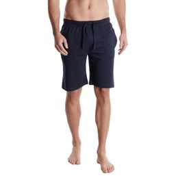 Bermudas Tom Tailor "Cansas", Herren, Gr. 48S, N-Gr, blau (blau, dunkel, uni), Single Jersey, Obermaterial: 100% Baumwolle, unifarben, Basic knielang, Hosen Bermudas, Bindeband, Seitentaschen, bequem, atmungsaktiv, elastisch