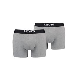 Levi's Boxershorts LEVI'S "LEVIS MEN SLD BASC BOXER BRIEF ORG CO 2P", Herren, Gr. S, grau (middle grau melange), Obermaterial: 95% Baumwolle, 5% Elasthan, unifarben, normal, Unterhosen Boxershorts, mit breitem Logobund