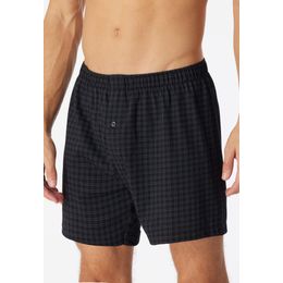 Boxershorts Schiesser "Cotton Casual", Herren, Gr. 7, schwarz (000, schwarz), Single Jersey, Obermaterial: 100% Baumwolle, weit, Unterhosen Boxershorts, mit Eingriff, kariert