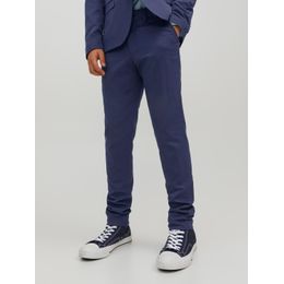 Jack & Jones Anzughose JACK & JONES JUNIOR "JPRSOLAR elastisch, pflegeleicht, komfortabel", Jungen, Gr. 170, N-Gr, blau (medieval blau), Web, Obermaterial: 78% Polyester, 17% Viskose, 5% Elasthan, unifarben, slim fit kn&ouml;chellang, Hosen Anzughose, unifarben, modisch, slim fit, Web