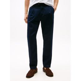 Chinohose Tommy Hilfiger "HARLEM CHINO SATIN", Herren, Gr. 33, L&auml;nge 34, blau (desert sky), Web, Obermaterial: 98% Baumwolle, 2% Elasthan, unifarben, l&auml;ssig geschnitten normal, Hosen Chinohose, Relaxed fit, Bundfalten