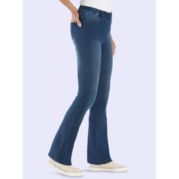 Bootcut-Jeans Classic Basics, Damen, Gr. 44, Normalgr&ouml;&szlig;en, blau (blau, stone, washed), 81% Baumwolle, 17% Polyester, 2% Elasthan, unifarben, lang, Jeans Bootcut-Jeans