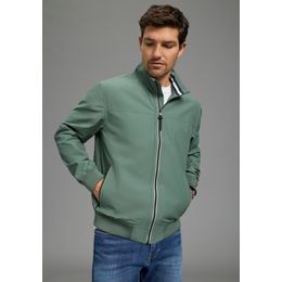 Blouson ALPENBLITZ "Br&uuml;gge", Herren, Gr. L, khaki, marine, Web, Obermaterial: 65% Baumwolle, 35% Polyamid. Futter: 100% Polyester, kontrastfarbene Details, unifarben, unifarben mit Farbeinsatz, normal, Rippstrickb&uuml;ndchen, Jacken Blouson, &Uuml;bergangsjacke im casualer Stil, mit Stehkragen, Topseller