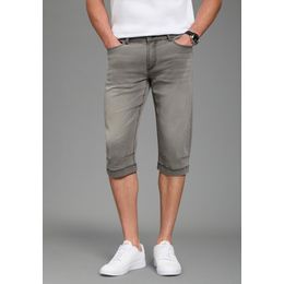 Jeansbermudas Bruno Banani, Herren, Gr. 38, L&auml;nge 32, grau, Denim/Jeans, Obermaterial: 98% Baumwolle, 2% Elasthan, unifarben, straight fit kniebedeckend, Jeans Jeansbermudas, Straight-Fit, normale Leibh&ouml;he, aus elastischem Denim-Material