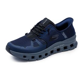 Slip-On Sneaker Skechers "GLIDE-STEP PRO", Herren, Gr. 43, blau (navy, dunkelgrau), Textil, Schuhe Slip-On Sneaker, Laufschuh, Trainingsschuh mit flexibler Traktionslaufsohle, Topseller
