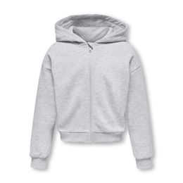 Kapuzensweatjacke KIDS Only "KOGFAVE L/S ZIP HOOD SWT", M&auml;dchen, Gr. 110/116, grau (light grau melange), Sweatware, Obermaterial: 60% Baumwolle, 40% Polyester, unifarben, regular fit normal, Rippb&uuml;ndchen, Sweatjacken Kapuzensweatjacke, mit leicht &uuml;berschnittenen Schultern