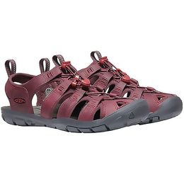 Sandale Keen "CLEARWATER CNX LEATHER", Damen, Gr. 37,5, rot (weinrot), Leder, Schuhe Sandale