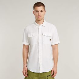 G-Star Raw Kurzarmhemd G-STAR "Marine Slim Shirt", Herren, Gr. XXL, N-Gr, milk gd, Web, Obermaterial: 100% Baumwolle, schmal, abgesteppte Kante, Hemden Kurzarmhemd, mit aufgesetzten Taschen