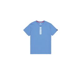T-Shirt Alpha Industries "Alpha Puff Print T-Shirt", Herren, Gr. M, blau (mediteranian blau), Obermaterial: 100% Baumwolle, Shirts T-Shirt