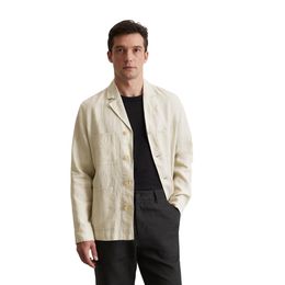 Marc O'Polo Hemdjacke MARC O'POLO, Herren, Gr. M, grau (gray silk), Web, Obermaterial: 100% Leinen, oversize, 2-Knopf-Manschette, Jacken Hemdjacke, Overshirt im Blazer-Stil