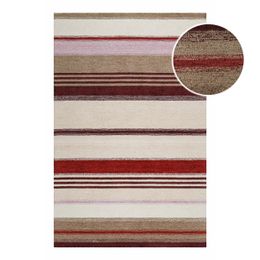 Teppich Wecon Home "Petrol", bunt (beige multi), B:70cm H:7mm L:140cm, Polyester, Teppiche, Teppich, handgefertigt, pflegeleicht, gestreift, Wohnzimmer, Schlafzimmer