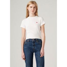 Levi's T-Shirt LEVI'S "ESSENTIAL SPORTY TEE", Damen, Gr. XXL (44), wei&szlig;, Feinripp, Obermaterial: 96% Baumwolle, 4% Elasthan, figurbetont taillenlang, Rundhals, Shirts T-Shirt, Feinripp- Qualit&auml;t