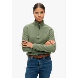 Fleecepullover Superdry "POLAR FLEECE HALF ZIP", Damen, Gr. XL, laurel khaki, Fleece, Obermaterial: 100% Polyester, unifarben, slim fit normal, ohne Ausschnitt, Sweatshirts Fleecepullover