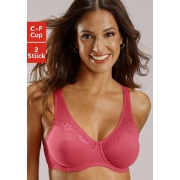 Minimizer-BH Petite Fleur, Damen, Gr. 105, Cup F, pink (himbeere, wei&szlig;), Jersey, Obermaterial: 80% Baumwolle, 12% Polyamid, 8% Elasthan, bequem, BHs Minimizer-BH, mit nahtlos vorgeformten Cups aus Baumwolle