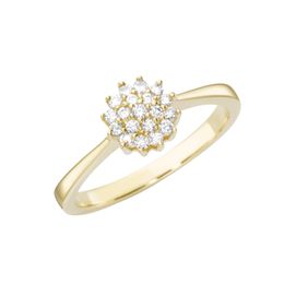 Diamantring Luigi Merano "Ring Bl&uuml;te mit Brillanten, Gold 585" Gr. 54, wei&szlig;, Fingerringe, Damen, 54, Gelbgold 585, Diamantring