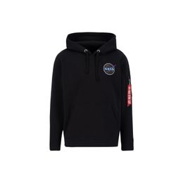 Hoodie Alpha Industries "Space Shuttle Hoodie", Herren, Gr. S, lila (schwarz, neon lila), Obermaterial: 80% Baumwolle, 20% Polyester, regular fit, Sweatshirts Hoodie