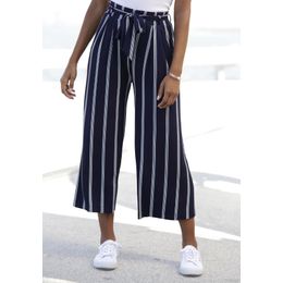 Culotte Lascana, Damen, Gr. 46, N-Gr, blau (marine, wei&szlig;, gestreift), Jersey, Obermaterial: 95% Viskose, 5% Elasthan, gestreift, figurumspielend 7/8-L&auml;nge, Hosen Culotte, in Paperbag-Form, luftige Jerseyhose, casual, Topseller