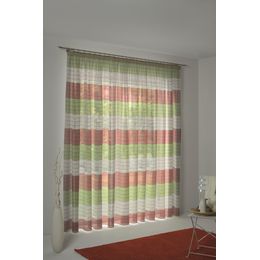Vorhang WIRTH "Barletta" Gr. 3, bunt (beige, gr&uuml;n, terra), B:135cm H:225cm, Baumwolle, Polyester, Gardinen, Vorhang