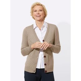 Strickjacke CLASSIC, Damen, Gr. 48, beige, 100% Polyacryl, unifarben, Strickjacken Strickjacke
