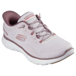 Slip-On Sneaker Skechers "Flex Appeal 5.0 - Easy Breezy", Damen, Gr. 39, lila (hellmauve), Textil, Schuhe Slip-On Sneaker, Sportschuh, Freizeitschuh mit Skechers Hands Free Slip-ins