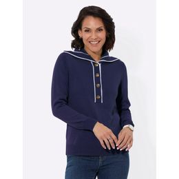 Troyer Casual Looks "Pullover", Damen, Gr. 44, blau (marine), 100% Polyester, unifarben, Pullover Troyer