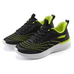 Sneaker Lascana "Halbschuh, Schn&uuml;rschuh, Freizeitschuh, Turnschuhe", Damen, Gr. 41, schwarz (schwarz, lime), Obermaterial: 100% Textilmaterial. Decksohle: 100% Textilmaterial. Futter: 100% Textilmaterial. Laufsohle: 100% Synthetik, kontrastfarbene Details, mehrfarbig, unifarben mit Farbeinsatz, Basic, Schuhe Sneaker, aus Textil mit Farbakzenten