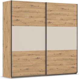 Schwebet&uuml;renschrank Rauch "Kleiderschrank Schrank Garderobe Garderobenschrank W&auml;scheschrank NEO", beige (eiche artisan, beige (champagner)), B:218cm H:210cm T:59cm, Holzwerkstoff, Schr&auml;nke, Schwebet&uuml;renschrank, mit gro&szlig;z&uuml;gigem Stauraum und vielf&auml;ltigen Farbkombinationen