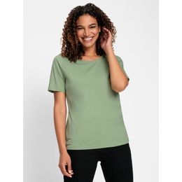 Kurzarmshirt Casual Looks "Kurzarm-Shirt", Damen, Gr. 48, gr&uuml;n (eucalyptus), 95% Baumwolle, 5% Elasthan, unifarben, Rundhals, Shirts Kurzarmshirt