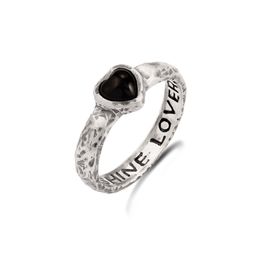 Silberring HAZE & GLORY "Ring Herz Onyx Schwarz 925 Sterling Silber" Gr. 62, silber, Fingerringe, Herren, 62, Silber 925 (Sterlingsilber), Silberring