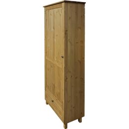 Garderobenschrank OTTO HOME "Juventus", beige (natur), B:67cm H:180cm T:38cm, Massivholz, Schr&auml;nke, Garderobenschrank, aus massiver Kiefer, Breite 67cm, mit Kleiderstange