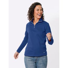 Sweater Casual Looks, Damen, Gr. 54, blau (royalblau), 50% Baumwolle, 50% Polyester, unifarben, Sweatshirts Sweater