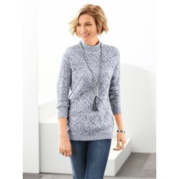 Stehkragenpullover Classic Basics "Pullover", Damen, Gr. 52, grau (grau, meliert), 60% Polyacryl, 40% Baumwolle, unifarben, Pullover Stehkragenpullover