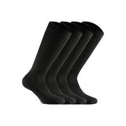 Kniestr&uuml;mpfe Rohner Socks "Socken Basic Cotton II Long 4er Pack", Damen, Gr. 47-50, schwarz, Obermaterial: 80% Baumwolle CO. 17% Polyamid PA. 3% Elasthan EL., Socken Kniestr&uuml;mpfe
