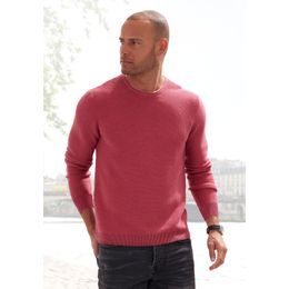 Strickpullover AUTHENTIC LE JOGGER, Herren, Gr. S (44/46), rot (rot, meliert), Strick, Obermaterial: 100% Baumwolle, unifarben, regular fit normal, Rundhals, B&uuml;ndchen, Pullover Strickpullover, mit Double-Layer Optik, Pullover aus reiner Baumwolle