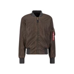Bomberjacke Alpha Industries "MA-1 Faux Leather Vintage", Damen, Gr. XXL, braun (vintage braun), Obermaterial: 100% Polyurethan, Futter: 100% Nylon, F&uuml;llung: 100% Polyester, Jacken Bomberjacke