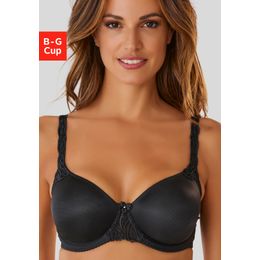 Minimizer-BH Lascana, Damen, Gr. 100, Cup B, schwarz, Microtouch, Obermaterial: 83% Polyamid, 12% Elasthan, 5% Polyester, BHs Minimizer-BH, mit B&uuml;gel, mit h&uuml;bscher Stickerei an den Tr&auml;gern, Topseller