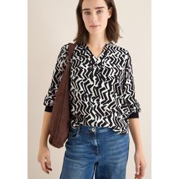 Druckbluse Cecil, Damen, Gr. L (42), light greige, Web, Obermaterial: 100% Viskose, bedruckt, bequem h&uuml;ftbedeckend, V-Ausschnitt, B&uuml;ndchen kontrastfarben, Blusen Druckbluse, Print-Bluse mit Tape und grafischem Muster