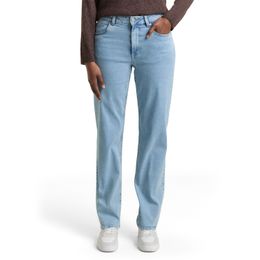 Straight-Jeans Tom Tailor Denim "ELLA", Damen, Gr. 31, L&auml;nge 34, light stone blau denim, Denim/Jeans, Obermaterial: 99% Baumwolle, 1% Elasthan, unifarben, straight fit lang, Jeans Straight-Jeans, im Five-Pocket Style