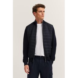 Sweatjacke Bugatti "Basic Essential", Herren, Gr. L, blau (marine), Sweatware, 90% Baumwolle, 10% Polyester, unifarben, normal, ohne Ausschnitt, Rippb&uuml;ndchen, Sweatjacken Sweatjacke, Modern Fit in Stepp-Optik