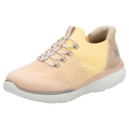 Slip-On Sneaker RIEKER SPORT "Ready2GO", Damen, Gr. 42, bunt (ros&eacute;, gelb), Lederimitat, Textil, Schuhe Slip-On Sneaker, Halbschuh, Freizeitschuh, Slipper mit MemoSoft-Innensohle