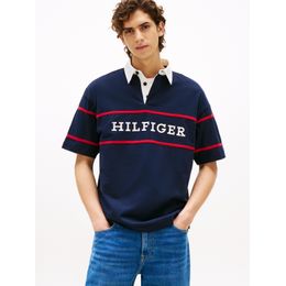 Rugbyshirt Tommy Hilfiger "AMERICANA COLOURBLOCK SS RUGBY", Herren, Gr. M, blau (desert sky), Sweatware, Obermaterial: 100% Baumwolle, Shirts Rugbyshirt