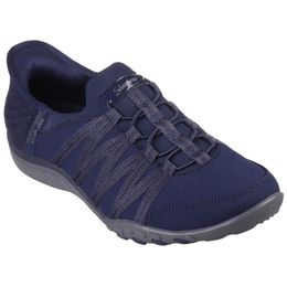 Slip-On Sneaker Skechers "BREATHE-EASY-ROLL-WITH-ME", Damen, Gr. 35, blau (navy), Textil, Schuhe Slip-On Sneaker, Freizeitschuh f&uuml;r Maschinenw&auml;sche geeignet