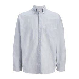 Jack & Jones Langarmhemd JACK & JONES "JORNORREBRO OXFORD SHIRT L/S", Herren, Gr. M, N-Gr, cashmere blau stripes:stripes, Web, Obermaterial: 65% Baumwolle, 35% Polyester, gestreift, relaxed fit normal, Hemden Langarmhemd