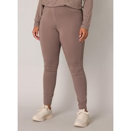 Treggings Base Level Curvy, Damen, Gr. 54 (56), N-Gr, grau (schwarz taupe), Web, Obermaterial: 65% Viskose, 30% Nylon, 5% Elasthan, unifarben, regular fit lang, Hosen Treggings, mit elastischem Bund und angedeuteten Eingrifftaschen