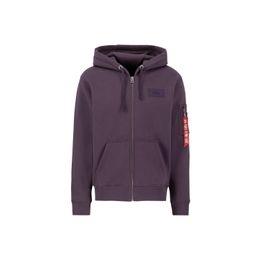 Hoodie Alpha Industries "Backprint Zip Hoodie", Herren, Gr. S, lila (plum), Obermaterial: 80% Baumwolle, 20% Polyester, regular fit, Sweatshirts Hoodie