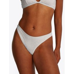 Tanga "THONG", Damen, Gr. S (36), grau (warm ice grau), Jersey, Obermaterial: 90% Baumwolle, 10% Elasthan, Tommy Hilfiger Underwear, meliert, k&ouml;rpernah, Unterhosen Tanga, mit Logoschriftz&uuml;gen