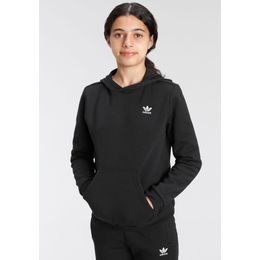 Kapuzensweatshirt adidas originals "HOODIE", Damen, Gr. 140, schwarz-wei&szlig; (schwarz, wei&szlig;), Obermaterial: 70% Baumwolle, 30% Polyester, clean, angesetztes B&uuml;ndchen, Sweatshirts Kapuzensweatshirt