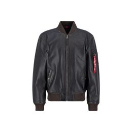 Lederjacke Alpha Industries "MA-1 Leather LF", Herren, Gr. S, braun (vintage braun), Obermaterial: 100% Leder; Futter: 100% Polyester; F&uuml;llung: 100% Polyester, Jacken Lederjacke