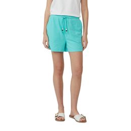 Shorts s.Oliver, Damen, Gr. 38, N-Gr, pool blau, Jersey, Obermaterial: 50% Polyester, 38% Baumwolle, 12% Viskose, unifarben, regular fit ca. Mitte Oberschenkel, Hosen Shorts, Sommerhose mit Schmuck Steinen